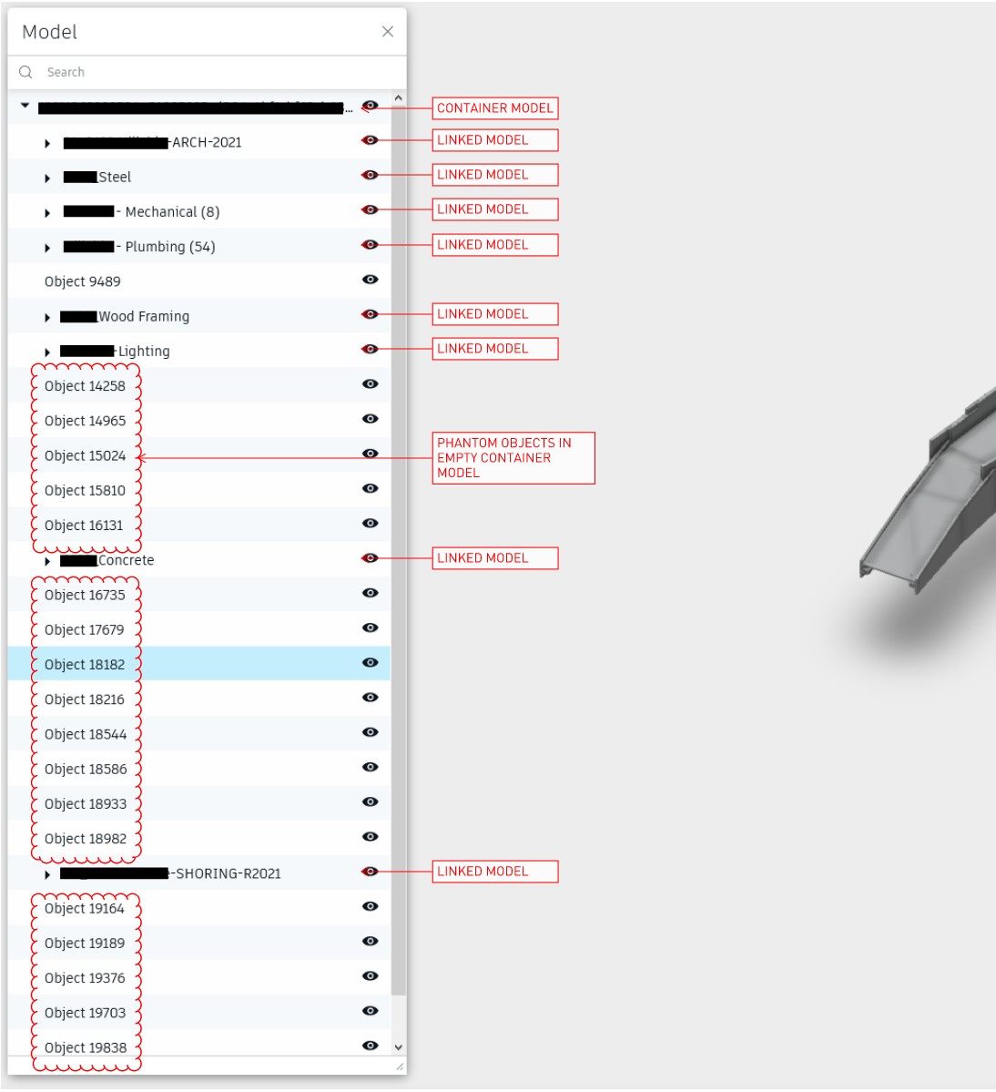 Unexpected objects show in the Autodesk Viewer model tree for DWFX ...