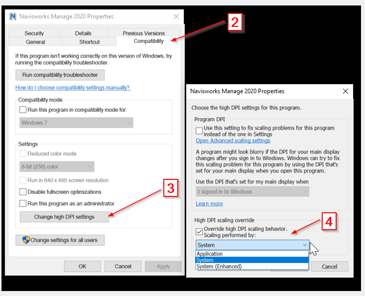 Menus and cursors appear small on high resolution workstation in Navisworks