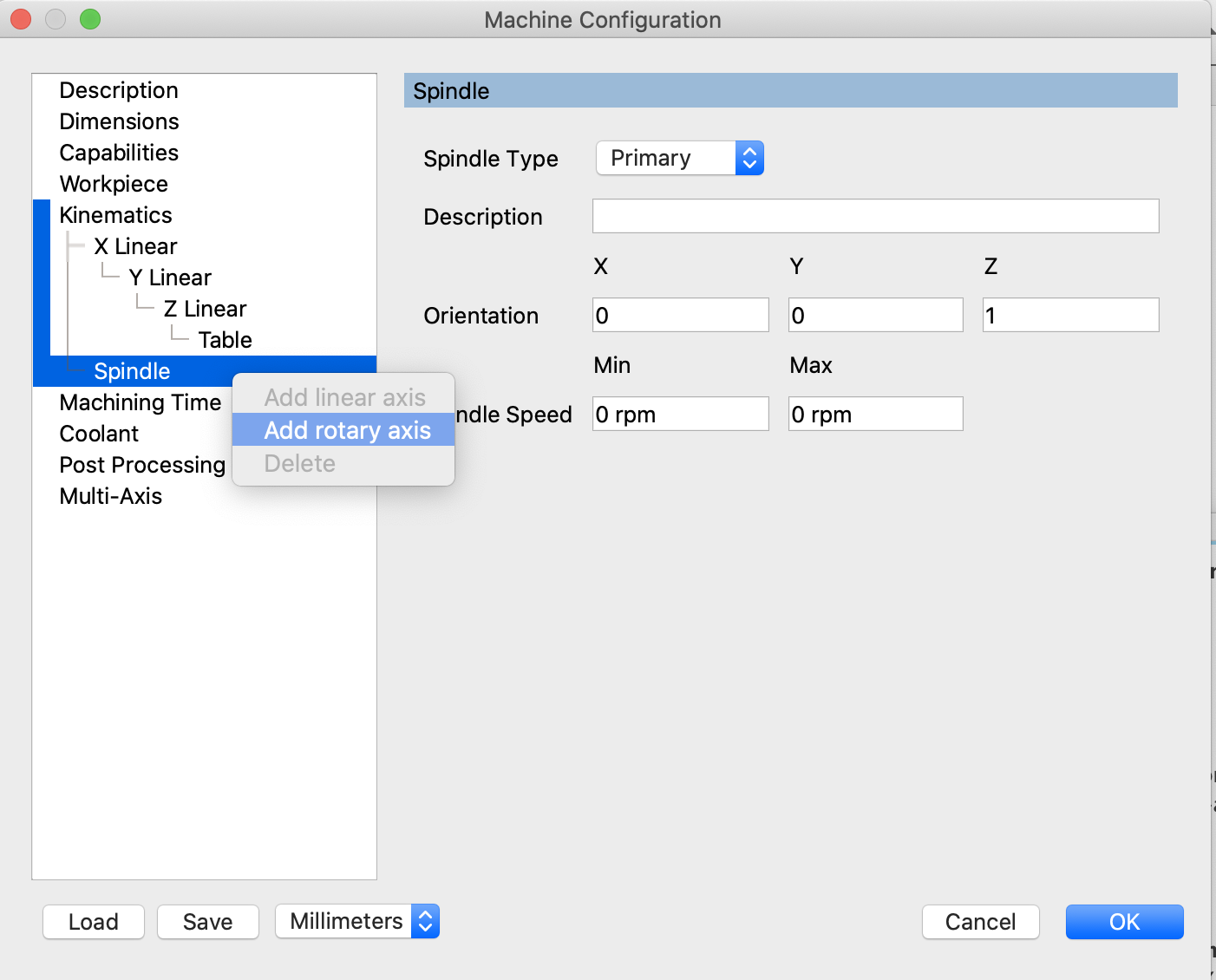 How to define a table or head rotary axis in a Fusion Machine Configuration