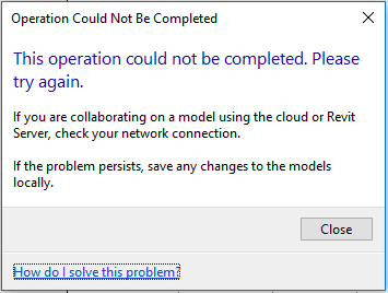 "This operation could not be completed" when saving a specific model to ...