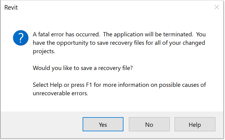  A Fatal Error Has Occurred The Application Will Be Terminated While 