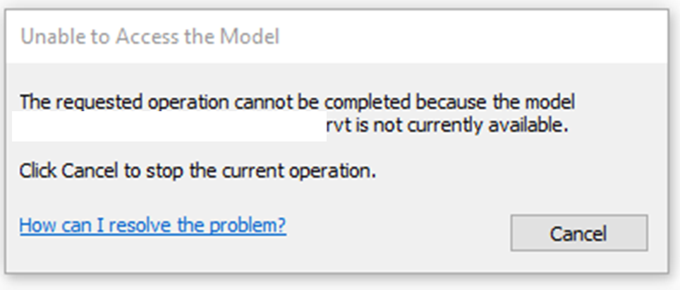 Unable To Access The Central Model When Syncing To Central In Revit