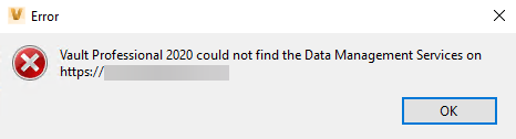 Connection to server fails with "...could not find Data Management ...