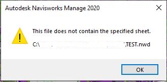 "This file does not contain the specified sheet" when publishing to NWD ...