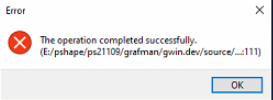 "The operation completed successfully. (E:/pshape/ps21109[...])" error while printing from ...