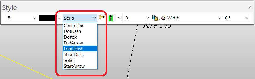 How to draw a dashed line in PowerShape
