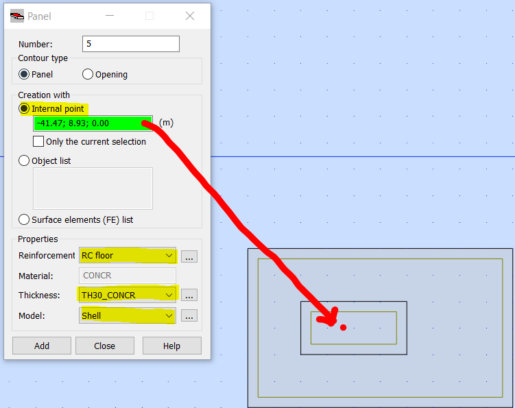 Unwanted opening appears inside of panel after internal contour definition in Robot Structural ...