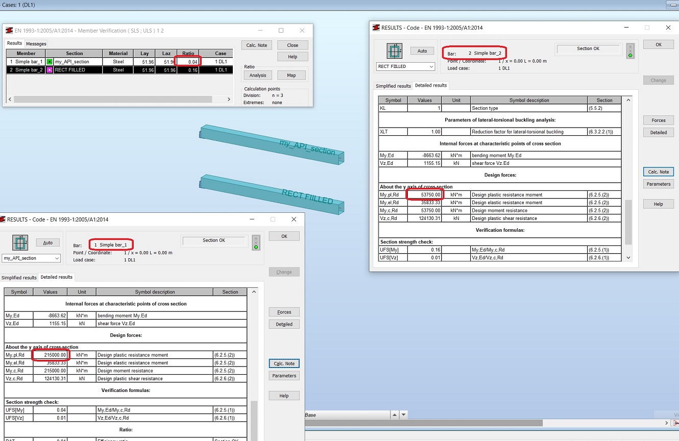 Incorrect design of steel rectangular section created by API in Robot Structural Analysis