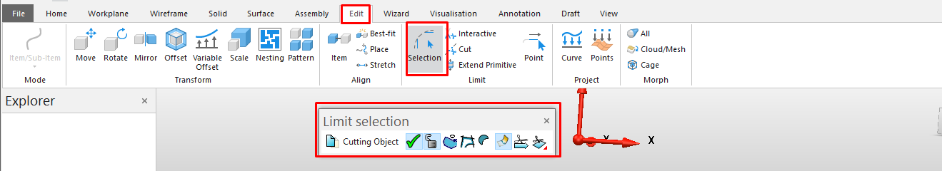 "Trimming of mesh failed" when trying to trim a mesh with a composite curve in PowerShape