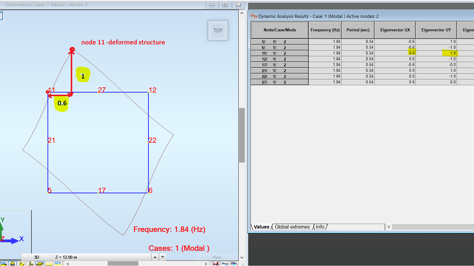了解 Robot Structural Analysis 中的正则模态特征向量归一化