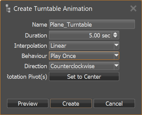 How to control a turntable animation in VRED