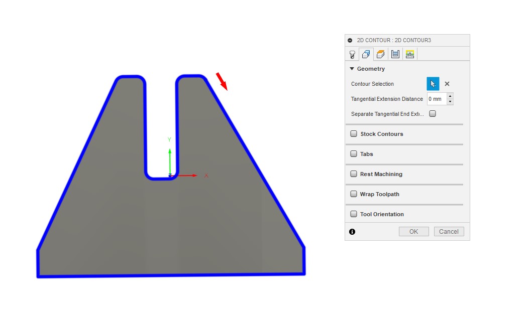 How to select part of a profile for machining in Fusion 360