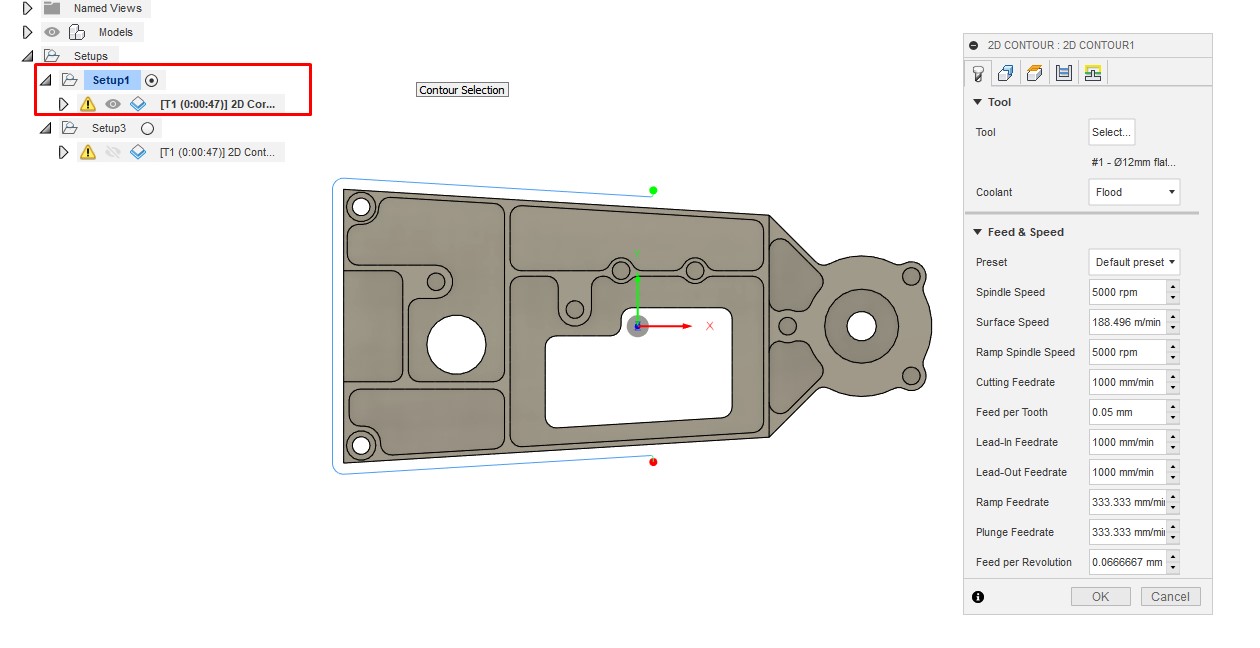 Split a 2D contour toopath into smaller sections in Fusion 360