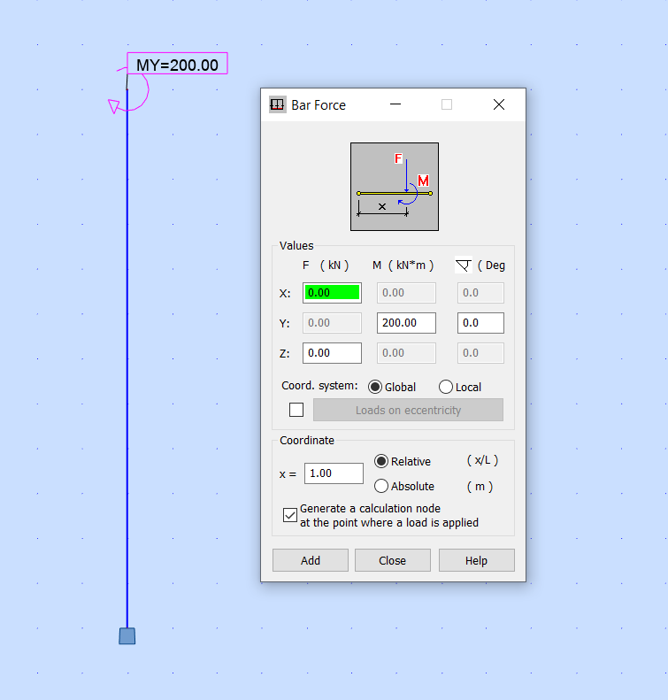 Concentrated moment defined as bar force at column end not transferred to RC column provided ...