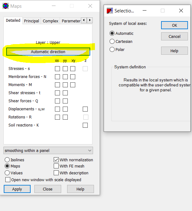 Understanding results for maps in Robot Structural Analysis