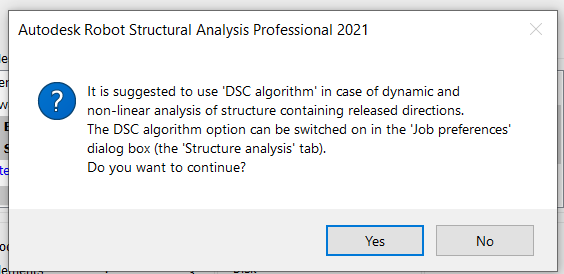 DSC algorithm while buckling analysis in Robot Structural