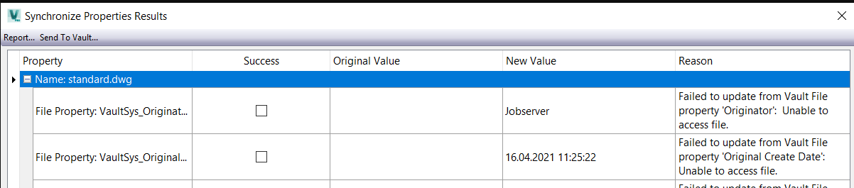 "Failed to update from Vault...Unable to access file." when synchronizing properties between ...