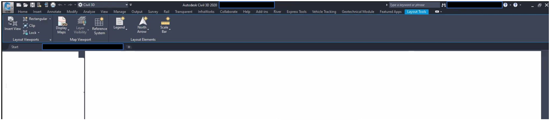 The Start Tab is blank in Civil 3D