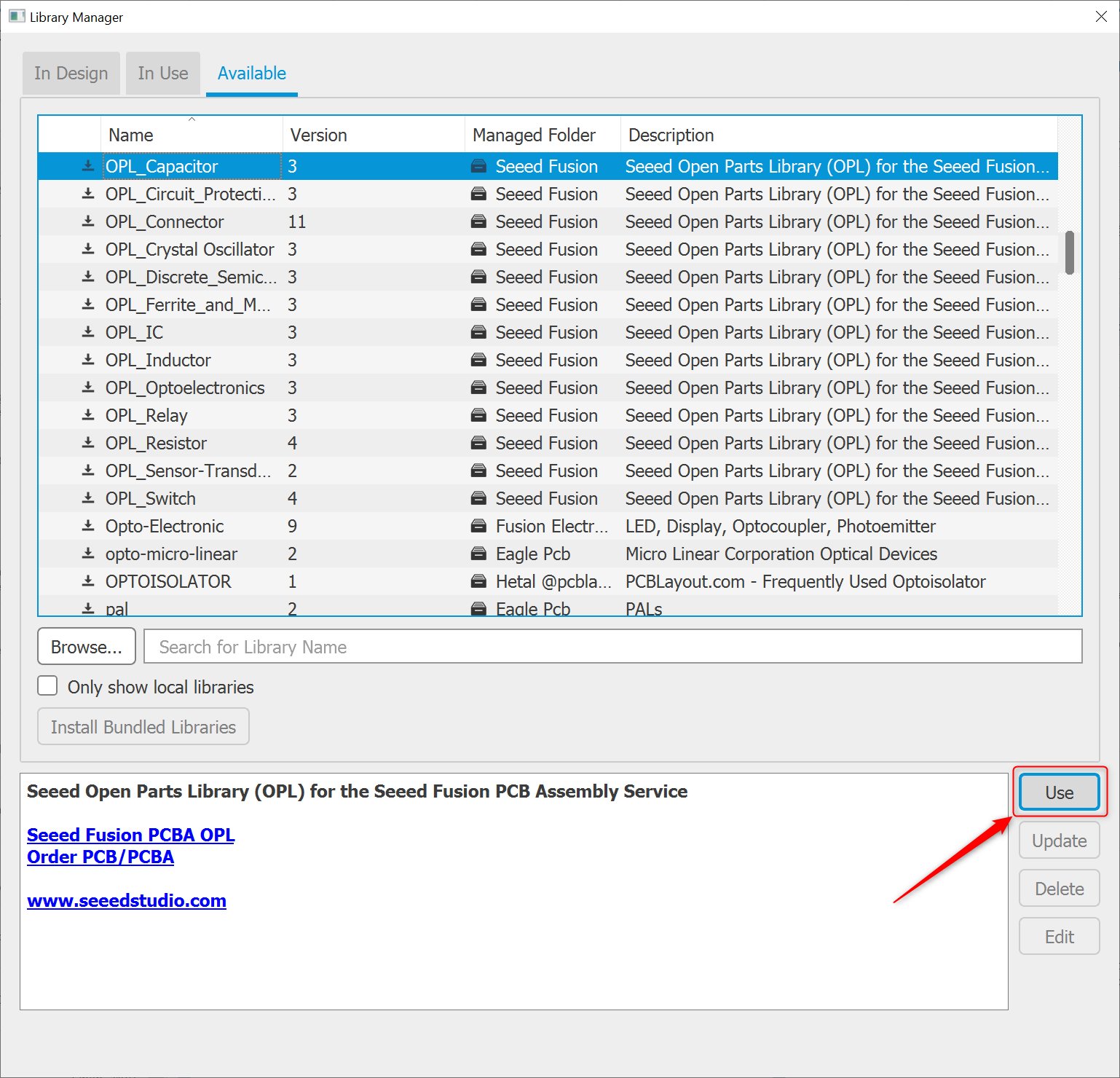 Managed libraries and folder are not visible in EAGLE