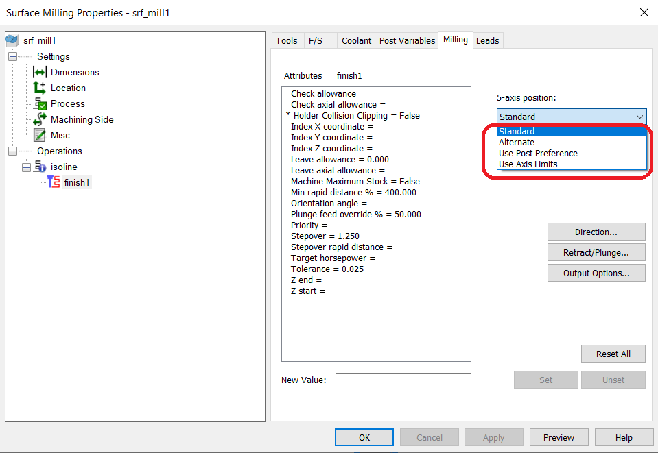 How to set tool axis orientation to complementary in 5 axis toolpath in FeatureCAM