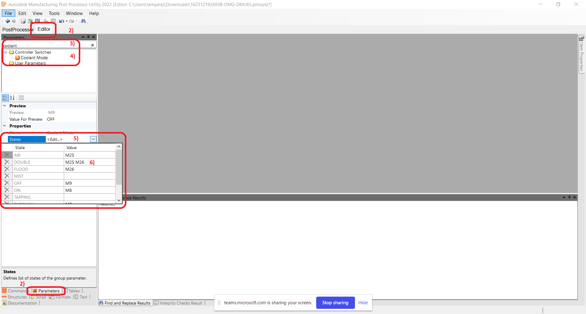 如何在 Autodesk Manufacturing Post Processor Utility 的后处理器中为 PowerMill 冷却液模式设置冷却液 G 代码