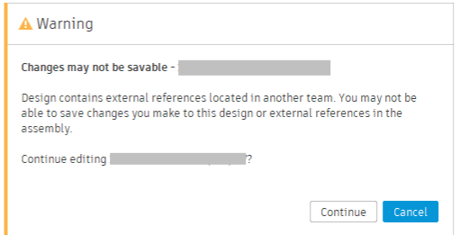 "Design contains external references located in another team" false ...