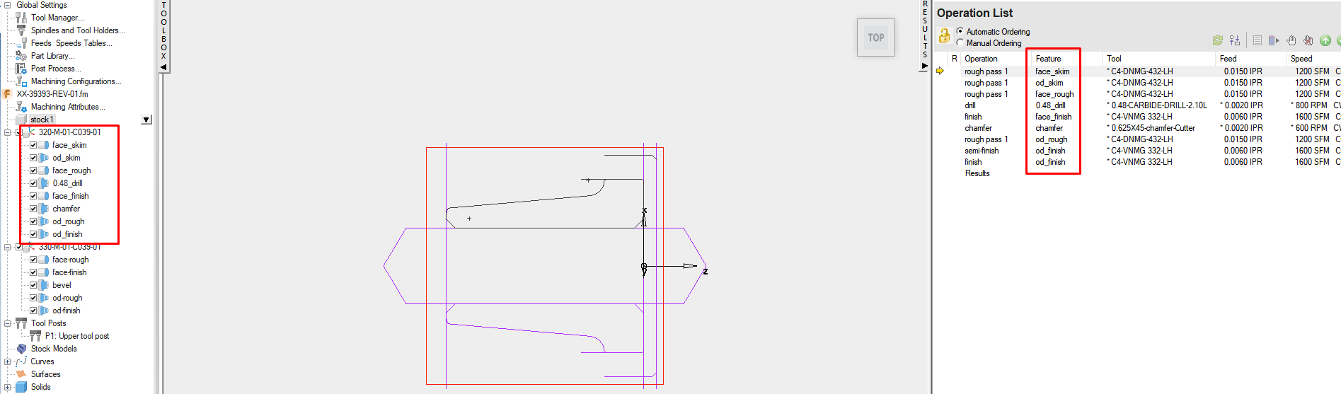 这两个设置均未显示在 FeatureCAM 的作列表中