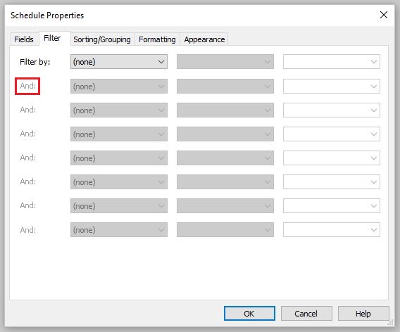 What is the best way to use multiple filters in a Revit schedule?