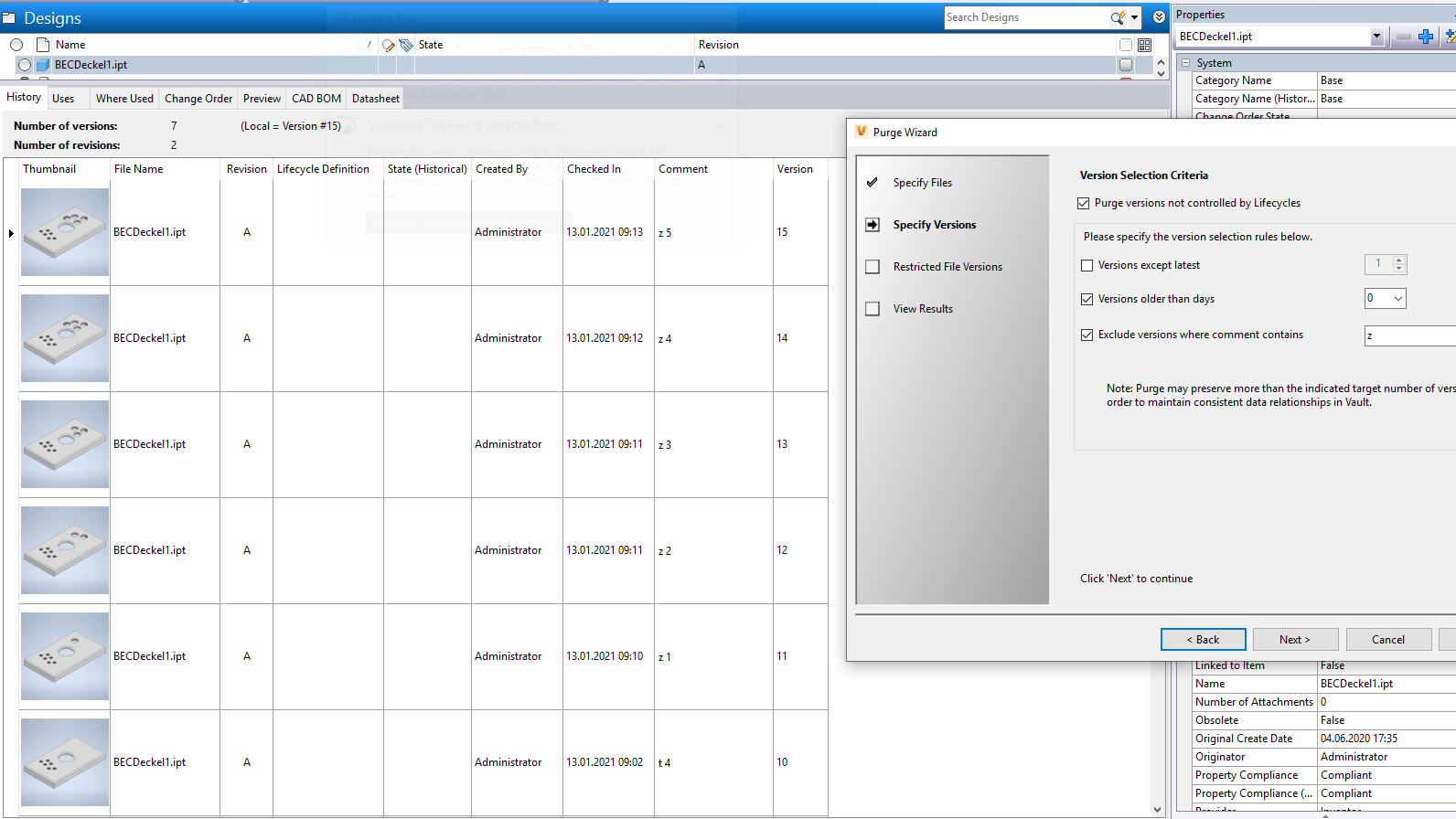 Purge filters are ignored and too many versions are deleted for files ...