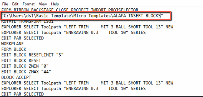 PowerMill 取得エラー: PowerMill プロジェクトにはアクティブなツールパスがありません。 マクロ実行時にエラーが発生しました。
