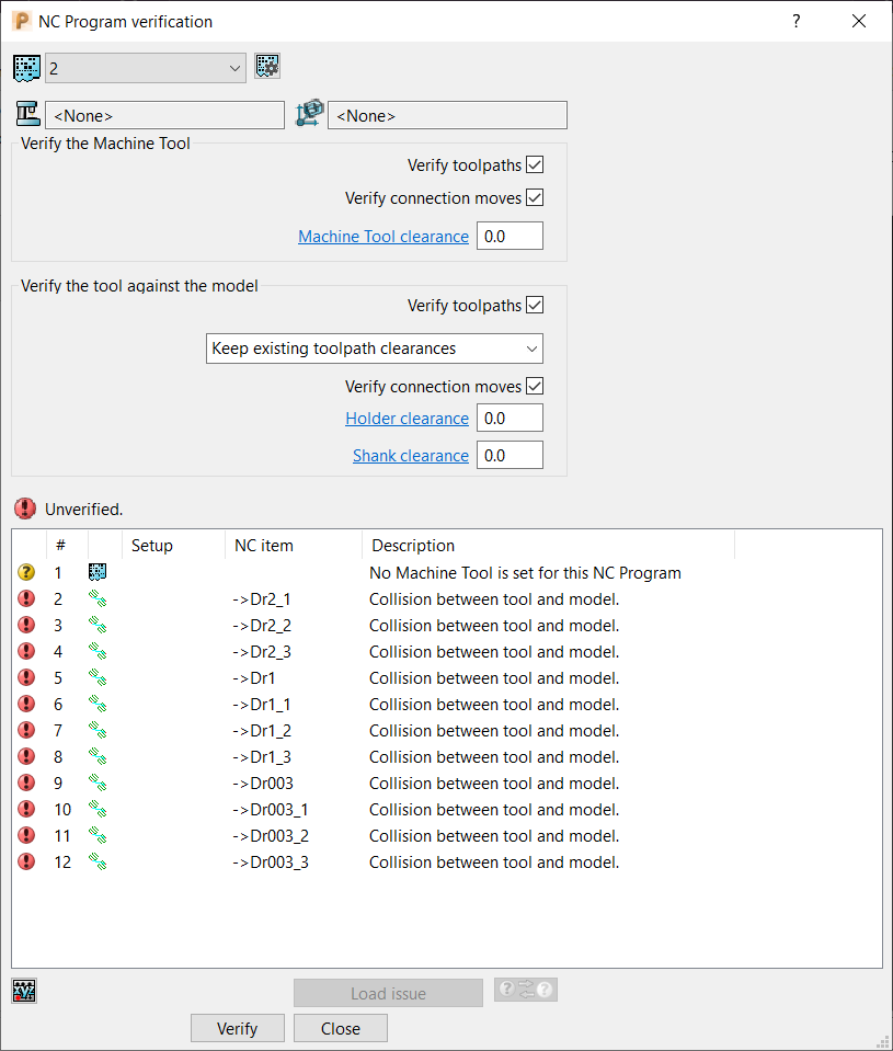 NC program verification results in false collision in connection moves in PowerMill