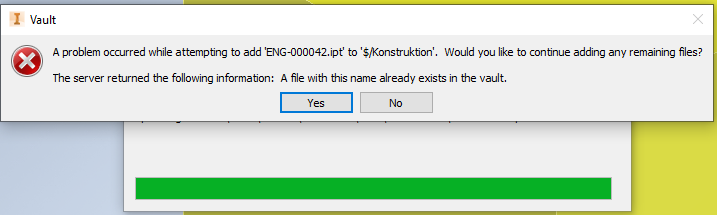 Vault Browser In Inventor Does Not Show That A File With The Same Name Already Exists In Vault