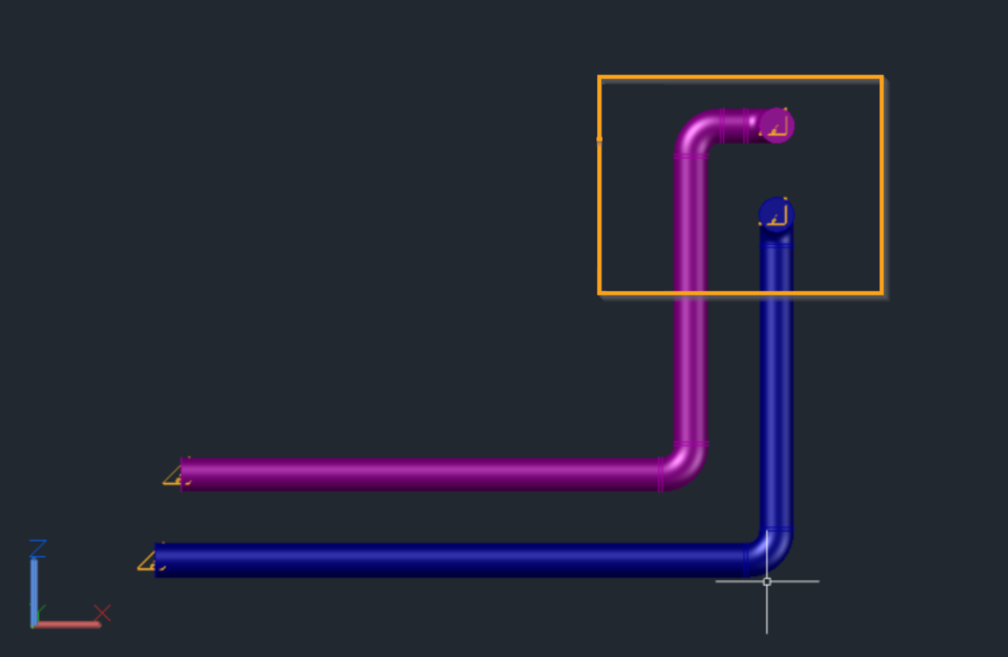 Parallel orientation of pipes flipped after changing direction when ...