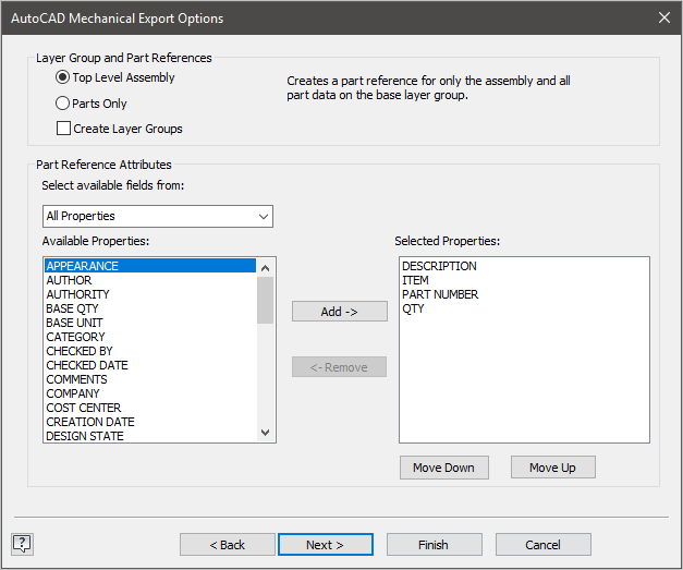 AutoCAD Mechanical Export Options is not activated when exporting as AutoCAD Mechanical drawing ...