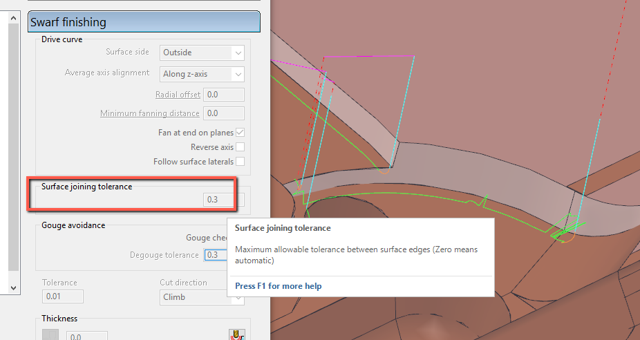 Swarf toolpath not creating a clean toolpath in PowerMill