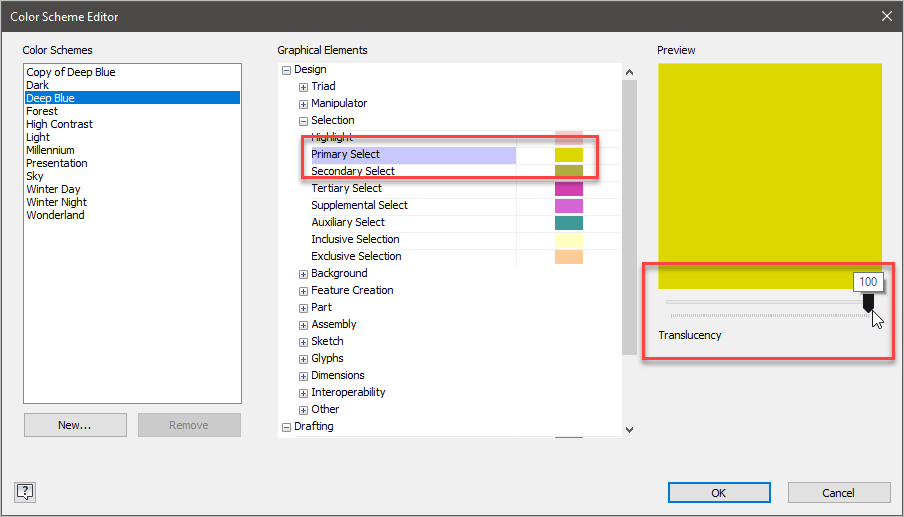 Part is highlighted in transparent color instead of opaque color in ...