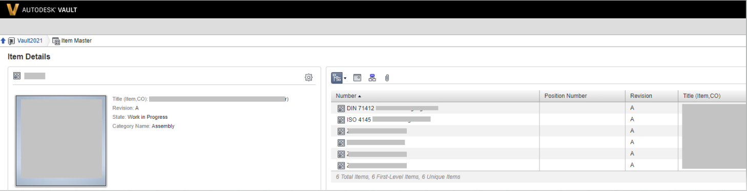 Bill of Material (BOM) is not shown for items in the Vault Thin Client