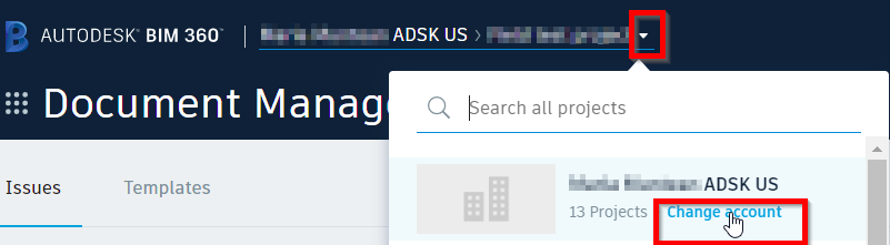 How to see projects from another account within BIM 360 Docs