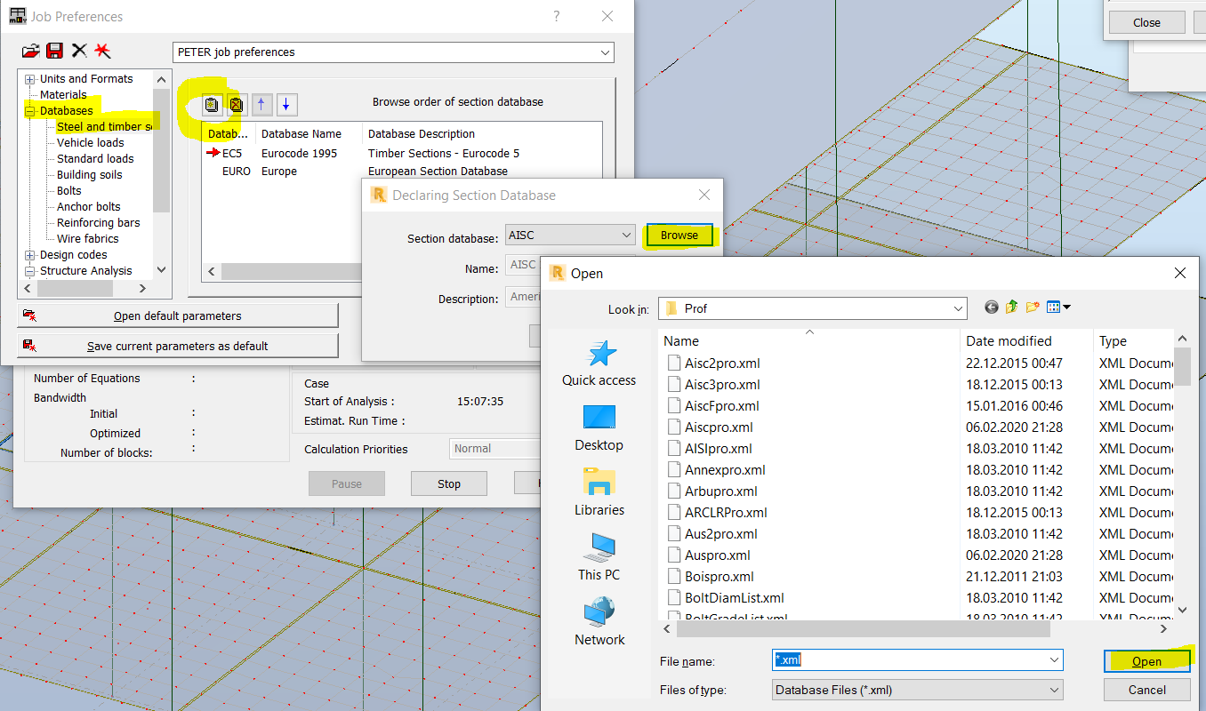 How to connect section database saved in arbitrary folder to project in Robot Structural Analysis