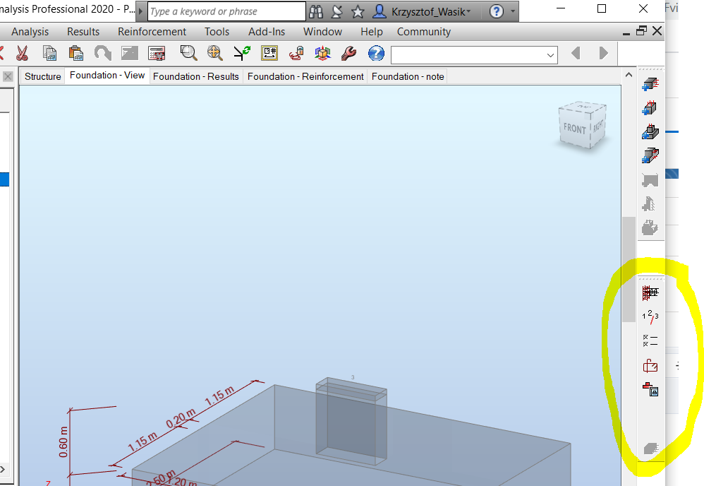 Missing tabs or icons in concrete foundation provided reinforcement layout in Robot Structural ...