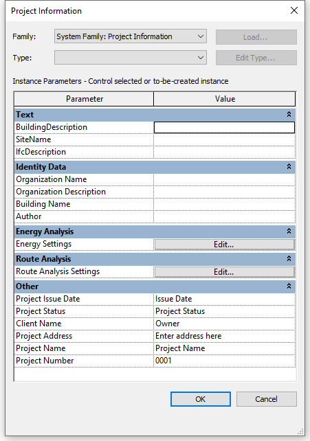 How to add 'IFCSite', IFCBuilding' and 'IfcProject' description in exported IFC from Revit