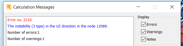" Error no. 2110" while model calculation in Robot Structural Analysis