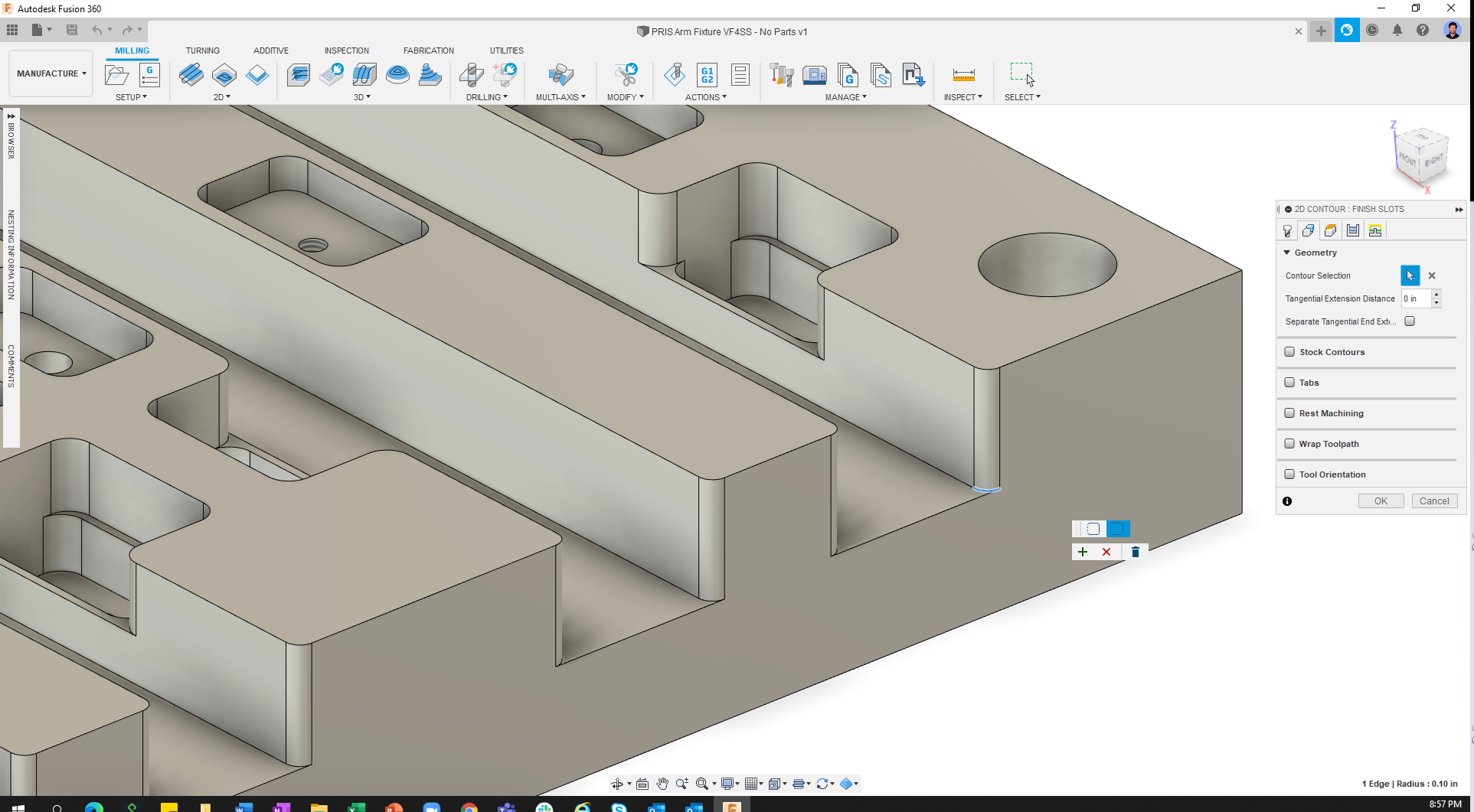 如何在保存文件并返回查看后在fusion 360中选择不同的二维轮廓几何图元进行更正。 