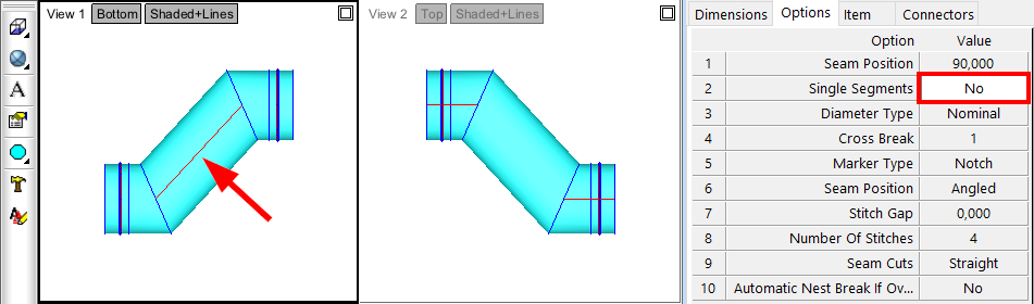Middle part of CID 68 Mitred Offset appears inside out in CAMduct
