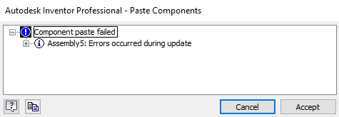 "Component paste failed" appears during a copy of bent parts to another ...