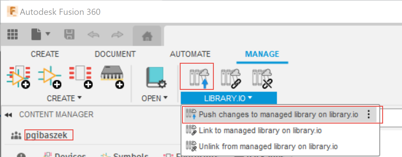 "Managed library import failed" during Fusion/EAGLE library.io push