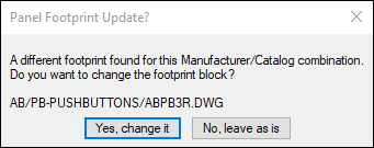 "A different footprint was found for this Manufacturer/Catalog ...