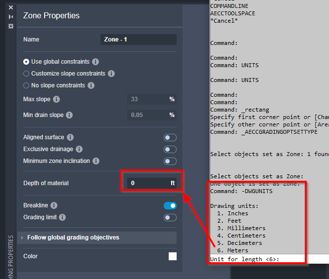 Grading Optimization in Civil 3D shows wrong units