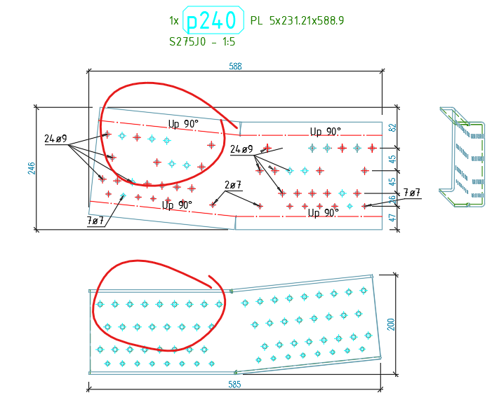 Some holes are not visible on folded plate detail drawing in Advance Steel