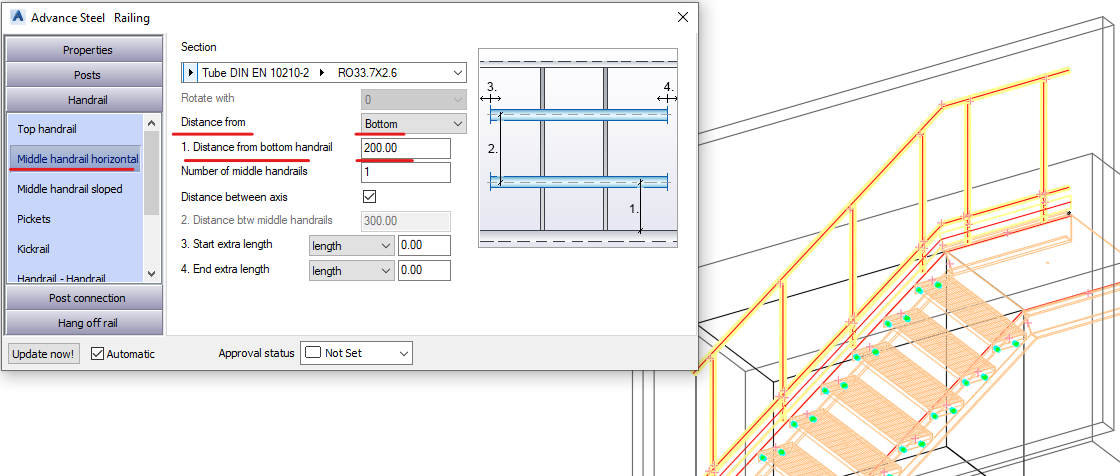 Handrail joint stops working when setting the distance between mid rail and top rail in Advance ...